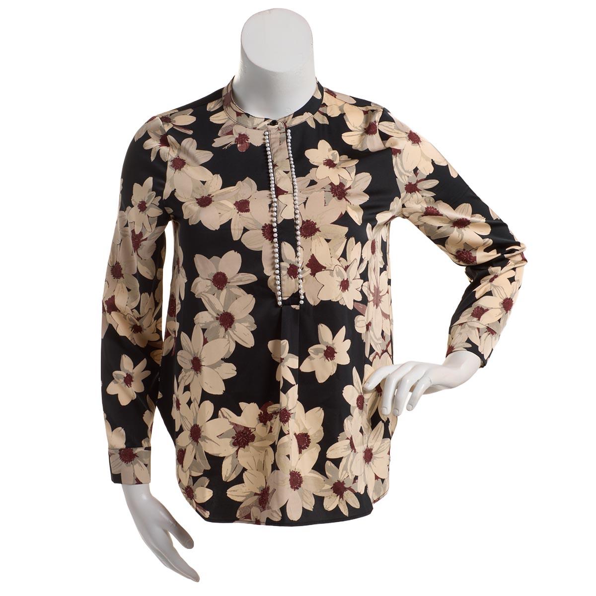 Click here for Womens Nicole Miller Long Sleeve Falling Floral Si... prices