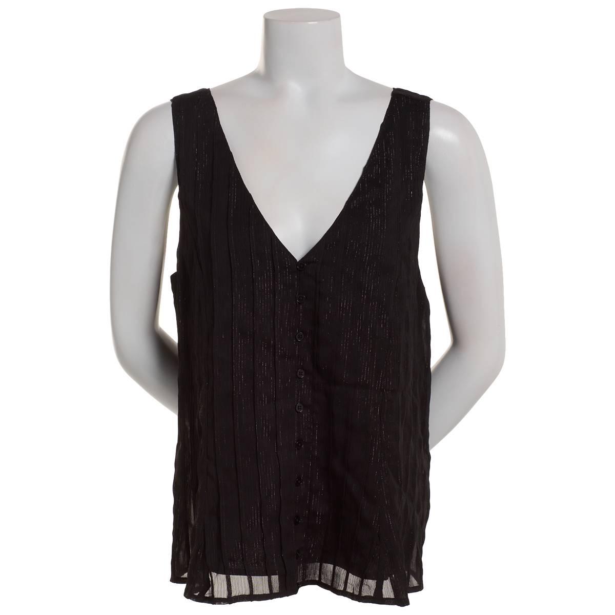 Click here for Womens Nicole Miller Sleeveless Solid Button Down... prices