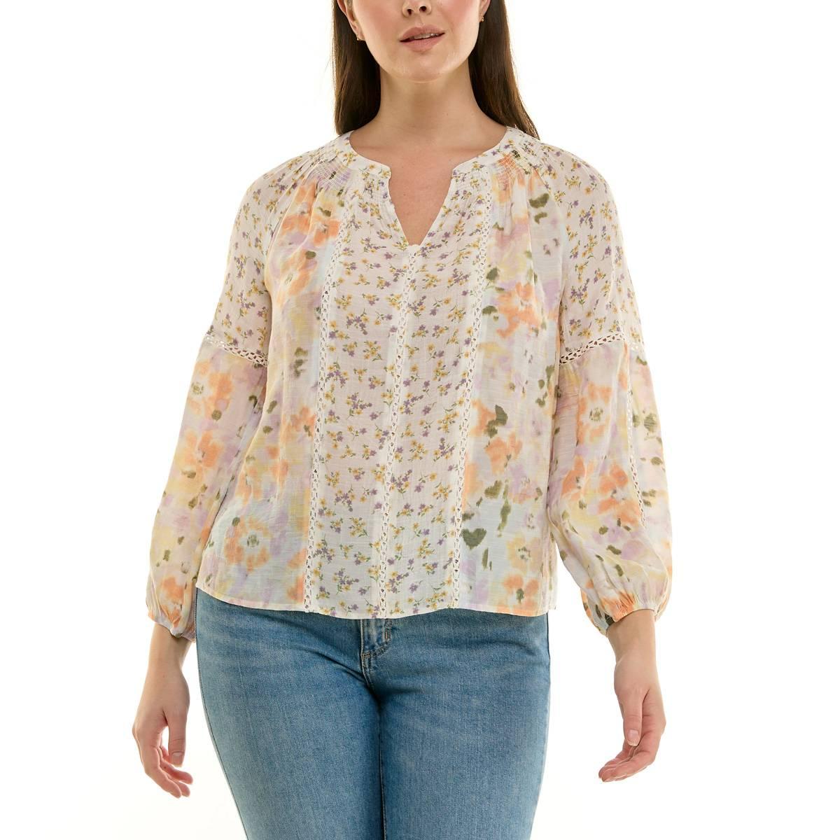 Click here for Womens Zac & Rachel 3/4 Sleeve Split Neck Ditsy Fl... prices