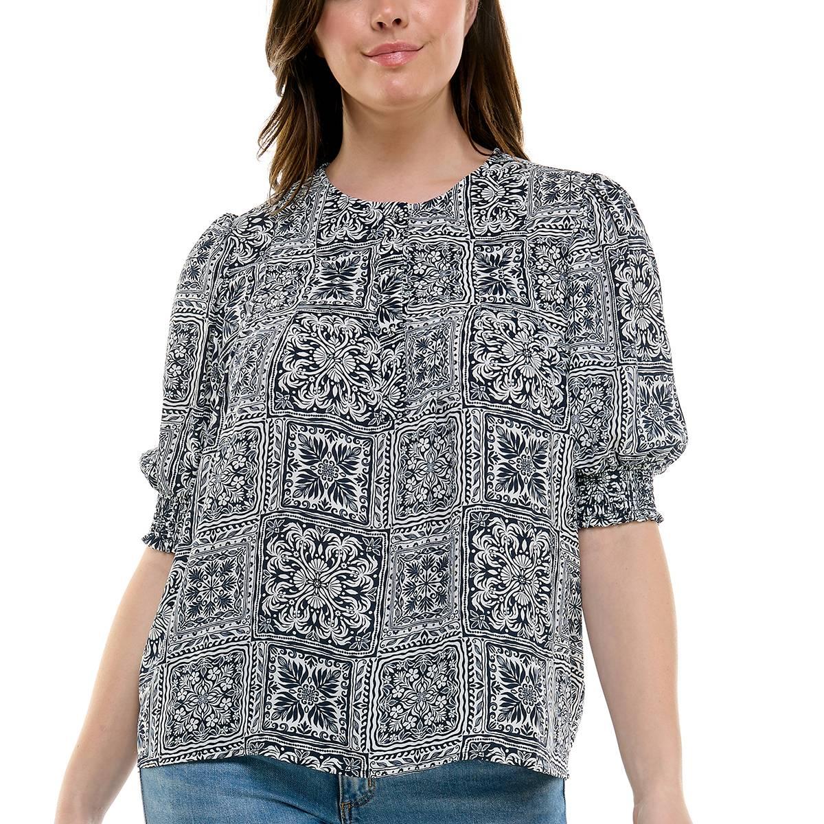 Click here for Womens Zac & Rachel Elbow Sleeve Geo Tile Henley B... prices
