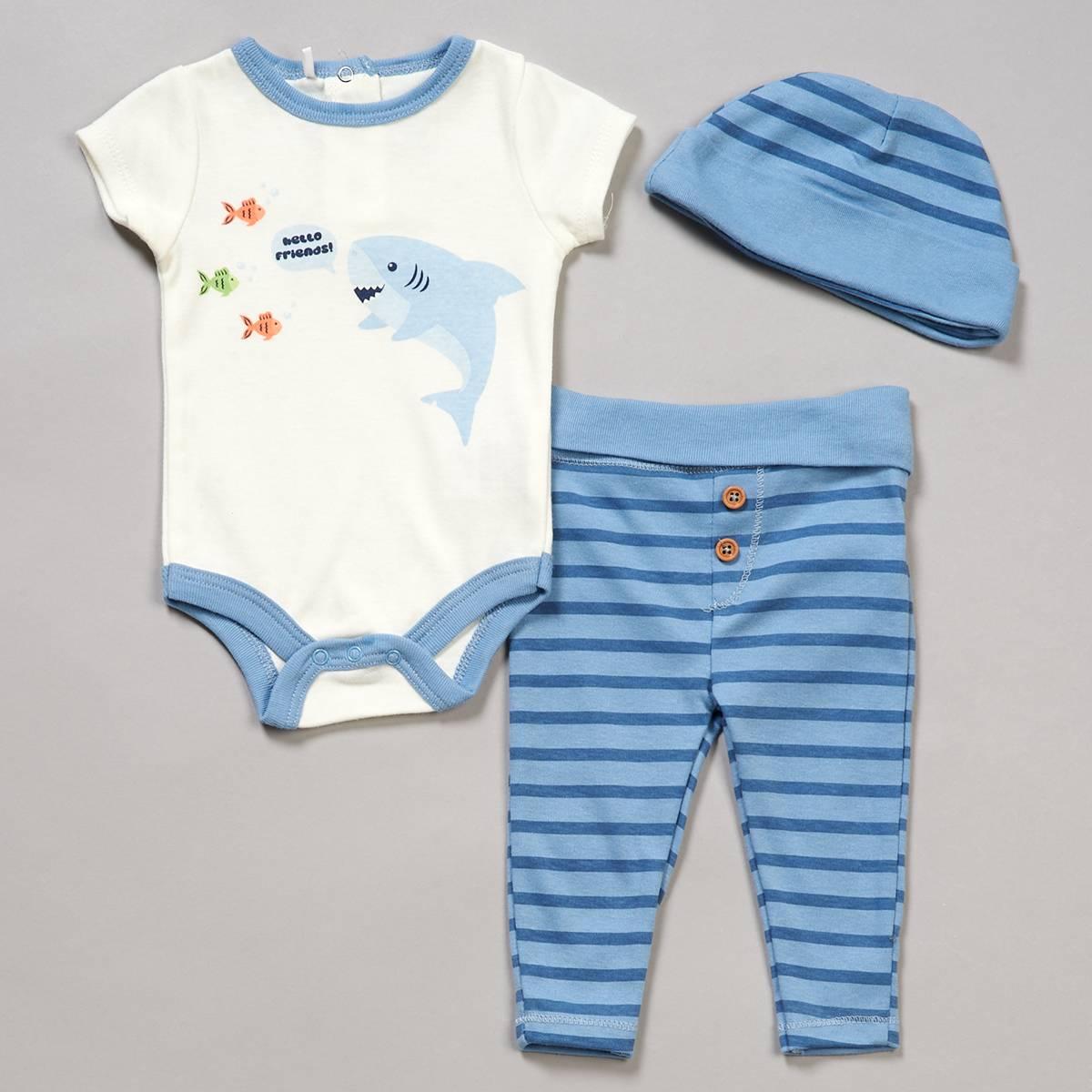 Click here for Baby Boy (NB-9M) Quiltex(R) 3pc. Shark Bodysuit &... prices