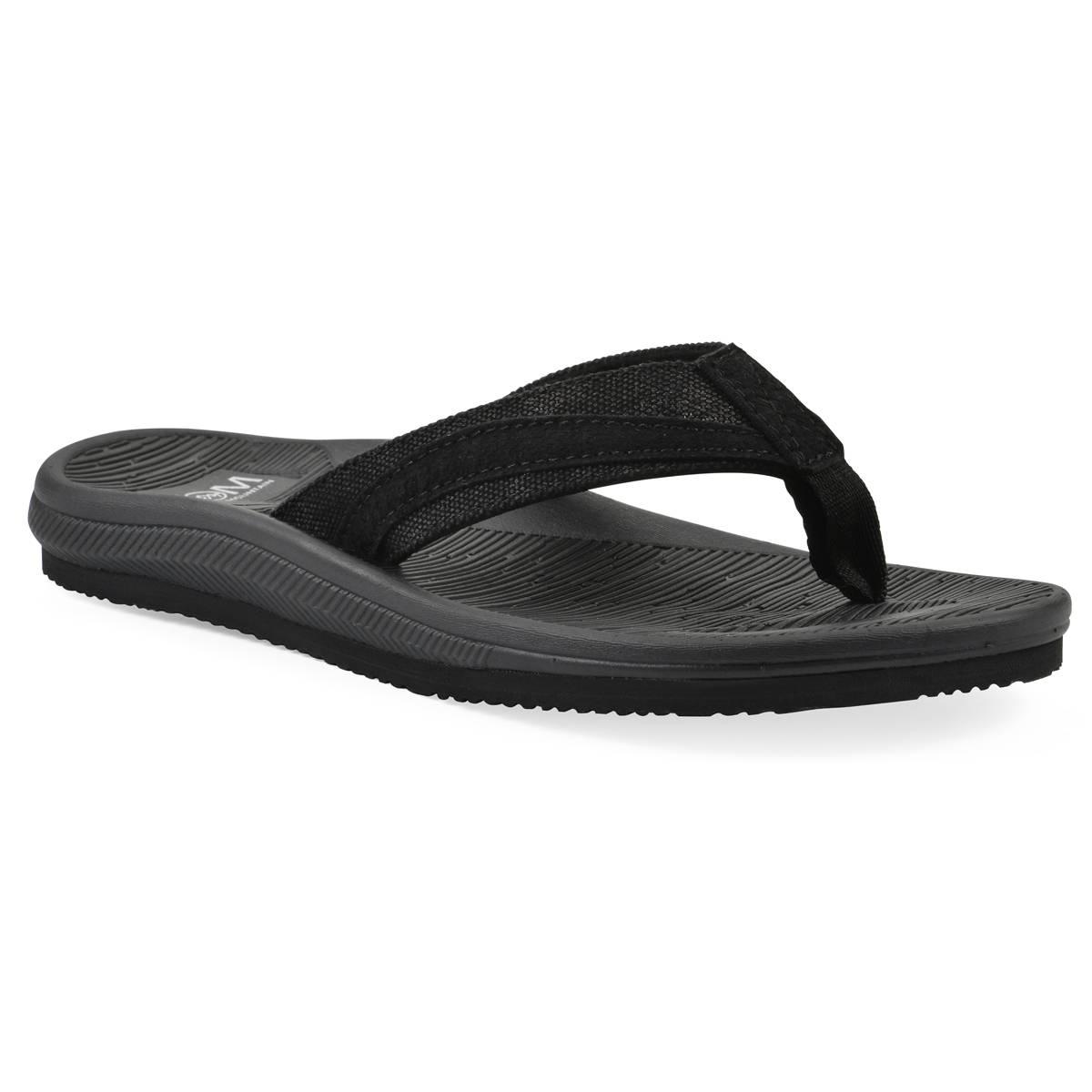 White Mountain Womens Bays Round Toe Flat Sandals - Black Fabric