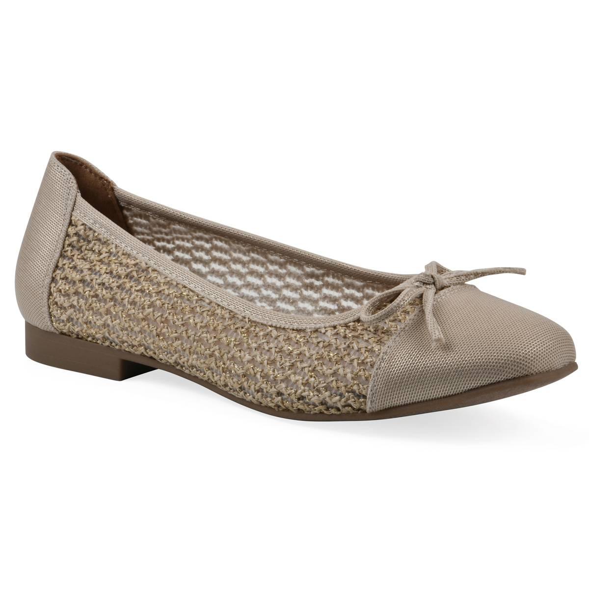 White Mountain Womens Boco Round Toe Ballet Flats - Natural Metallic Multi