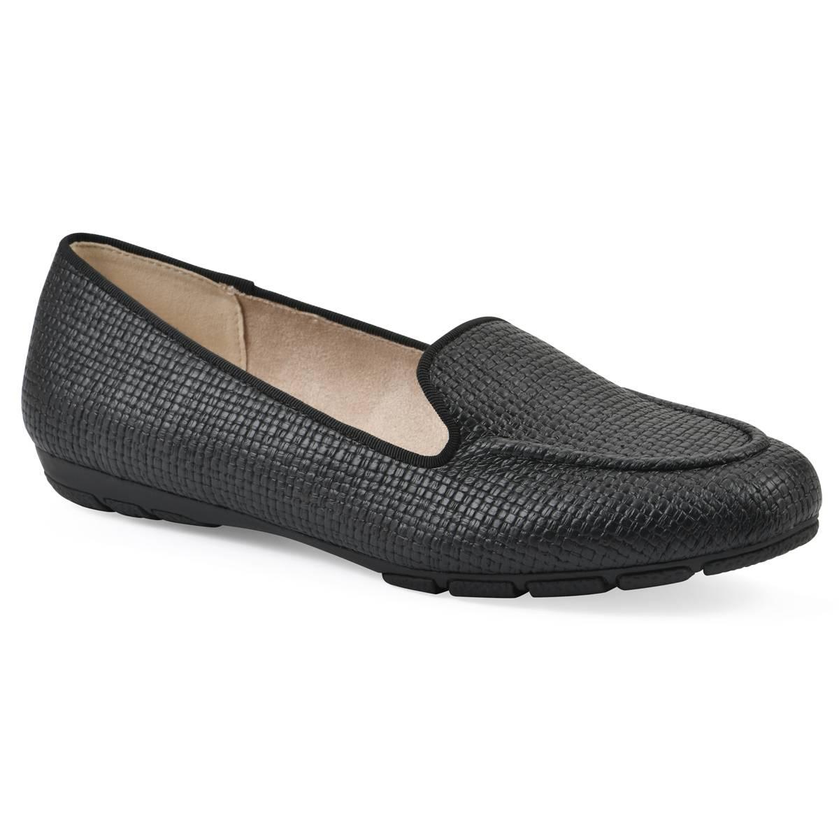 Cliffs by White Mountain Womens Gutsy Almond Toe Loafers - Black Raffia