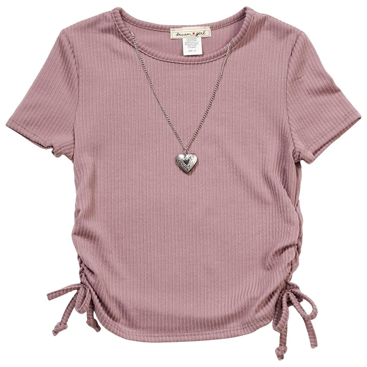 Click here for Girls (7-12) Dream Girl Side Cinch Tee w/ Heart Lo... prices