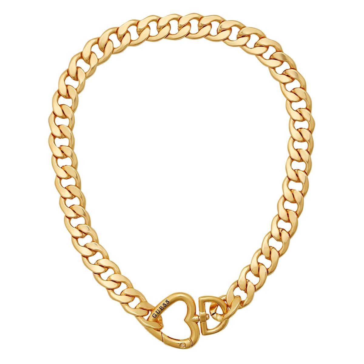 Click here for GUESS Gold-Tone Curb Chain Necklace with Heart Clo... prices