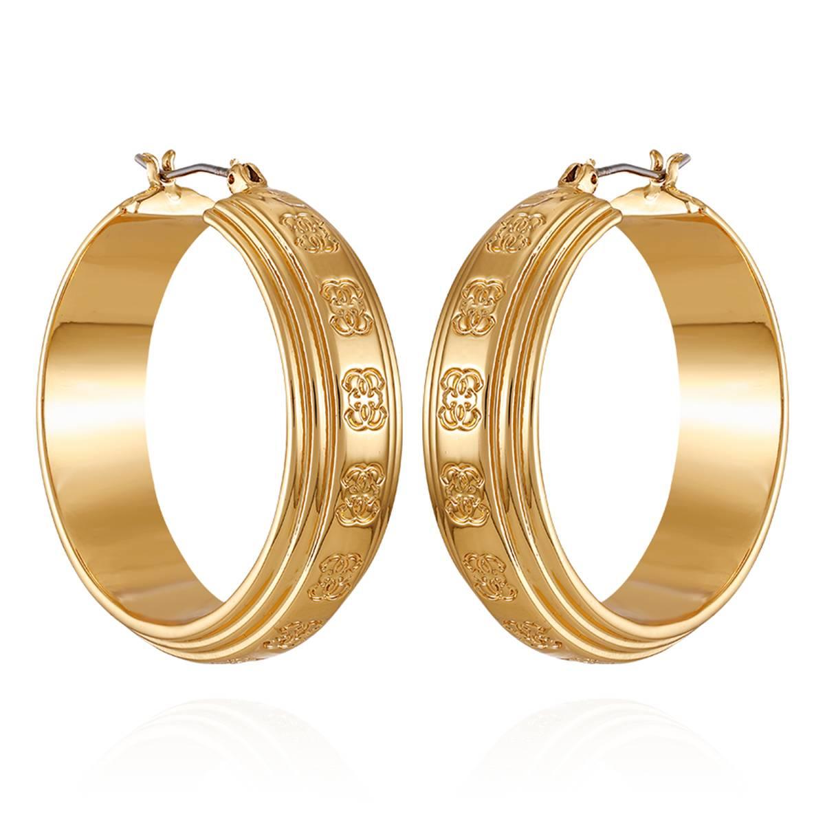 Click here for GUESS Embossed Logos Gold-Tone Hoop Earrings prices