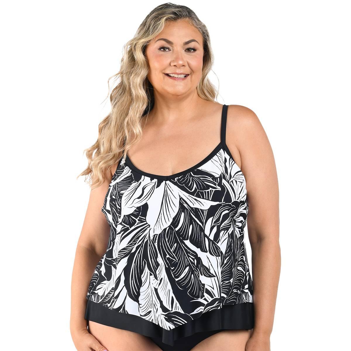 Click here for Plus Size Maxine Night Tropics Leaf Tankini Swim T... prices