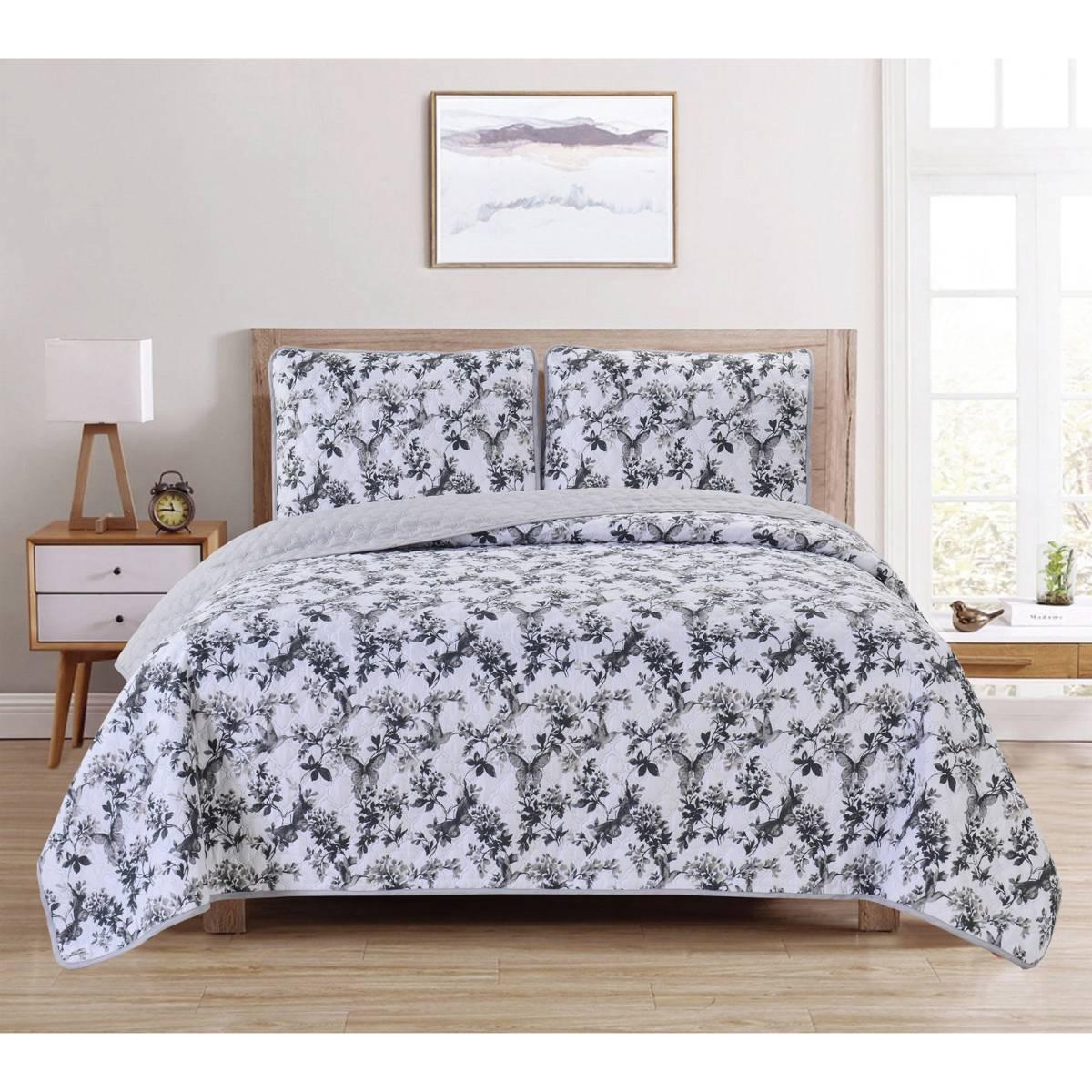 Click here for Dan River 3pc. Silver Floral Reversible Printed Qu... prices