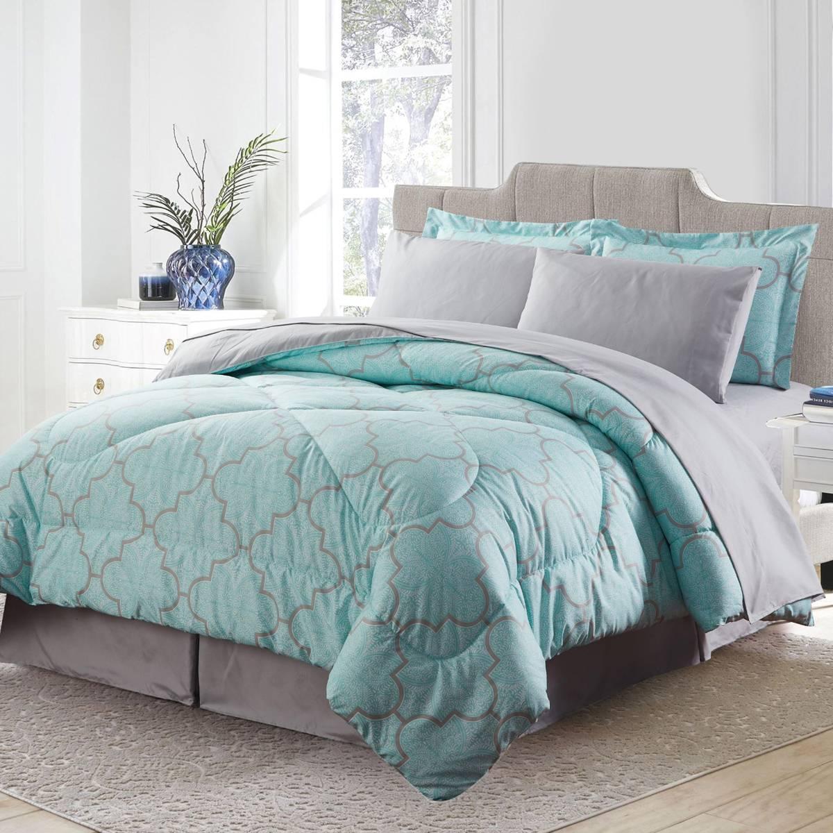 Click here for Bibb Home 8pc. Trellis Down Alternative Bed in a B... prices