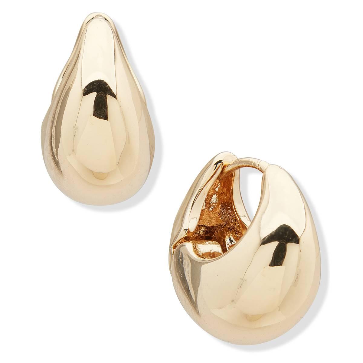 Anne Klein Gold-Tone Polished Tapered Chunky Small Huggie Hoop Earrings  0.69 - Gold