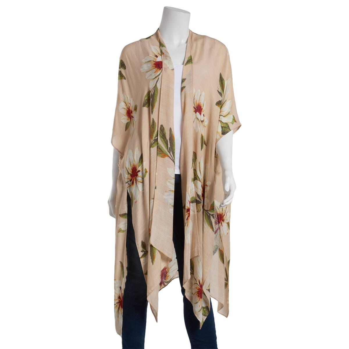 Click here for Womens Modena Allover Bold Floral Kimono-Cream/Mul... prices