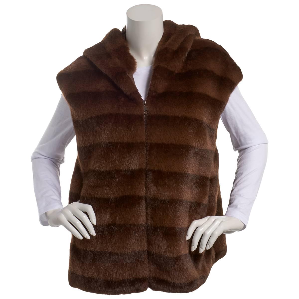 Click here for Women Modena Faux Fur Mink Vest with Hood prices