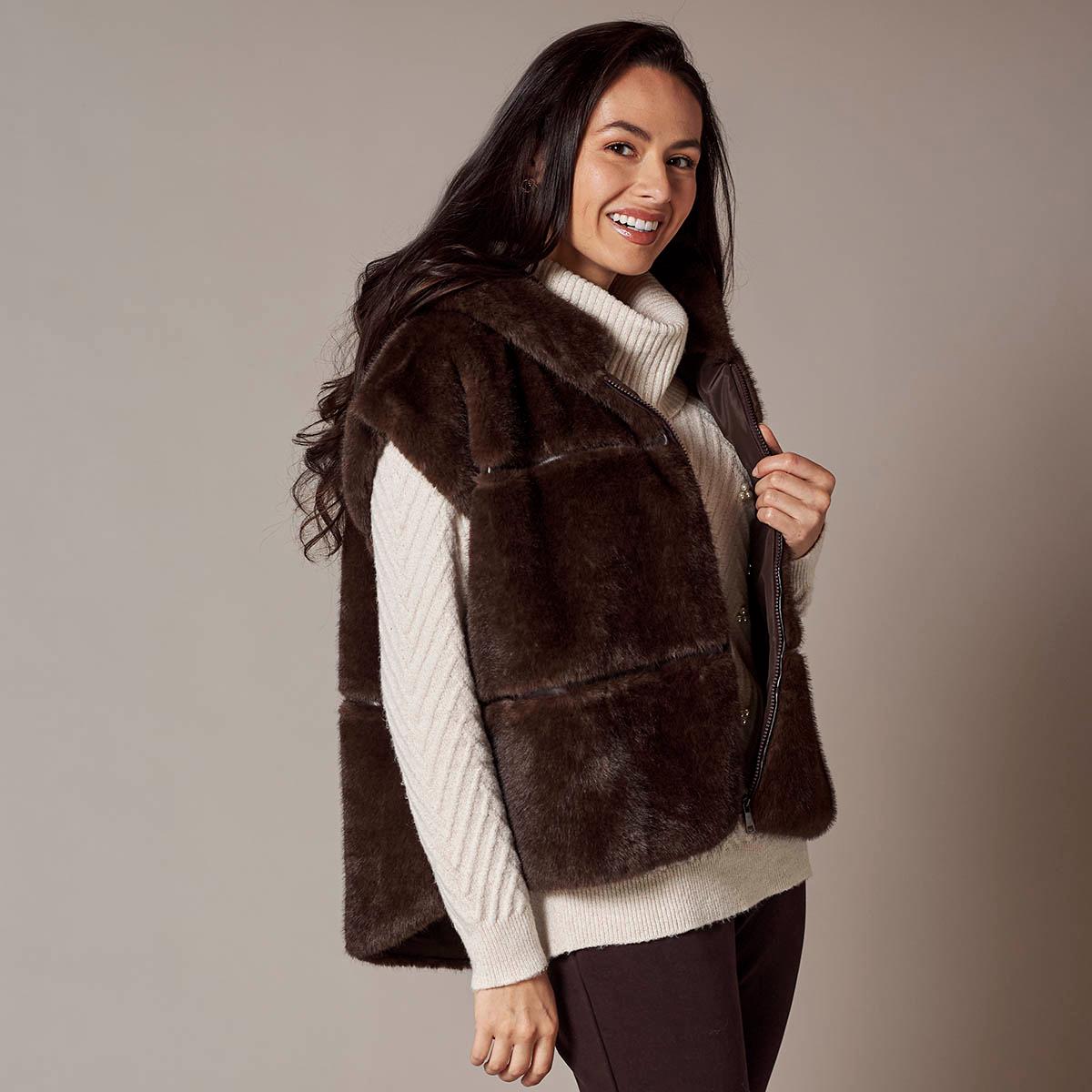 Click here for Womens Modena Faux Fur Leather Accent Vest prices