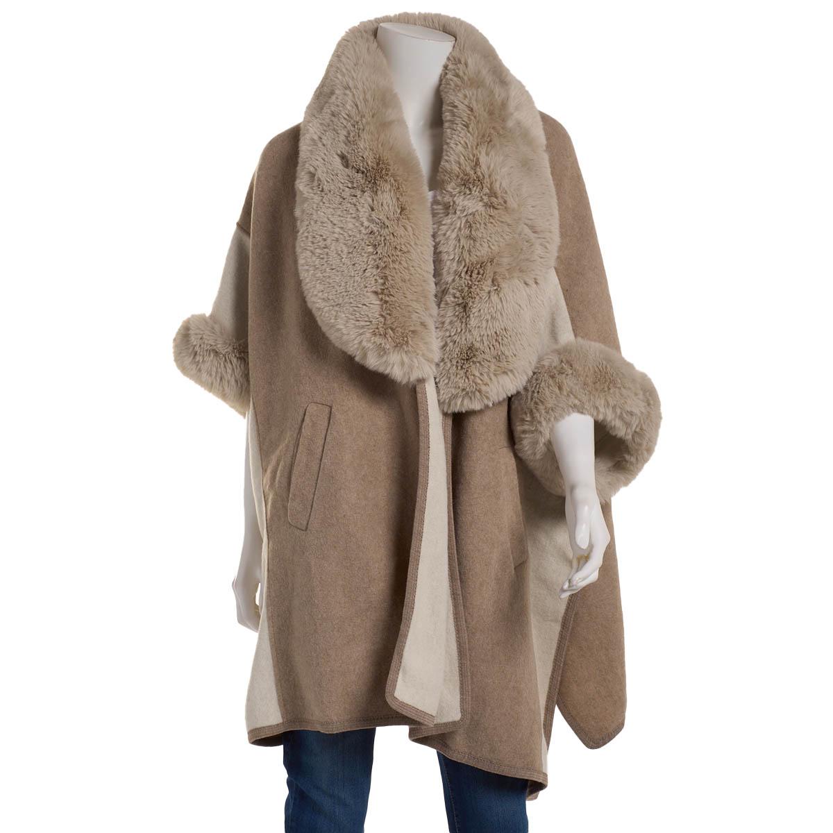 Click here for Womens Modena Two Tone Faux Fur Trim Wrap prices