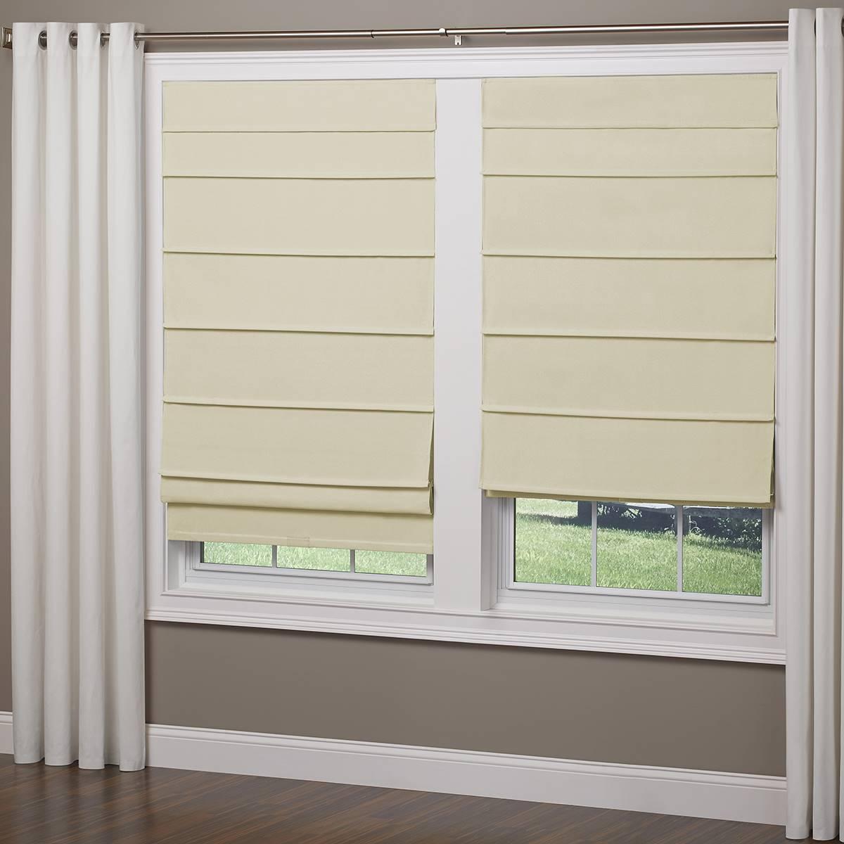Click here for 5in. Textured Fabric Cordless Roman Shades - Tan prices