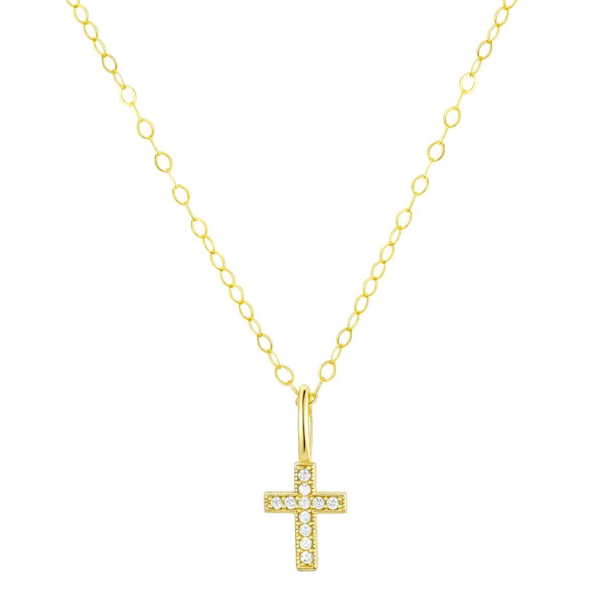 Click here for 10kt. Gold Mini CZ Cross Pendant Necklace prices
