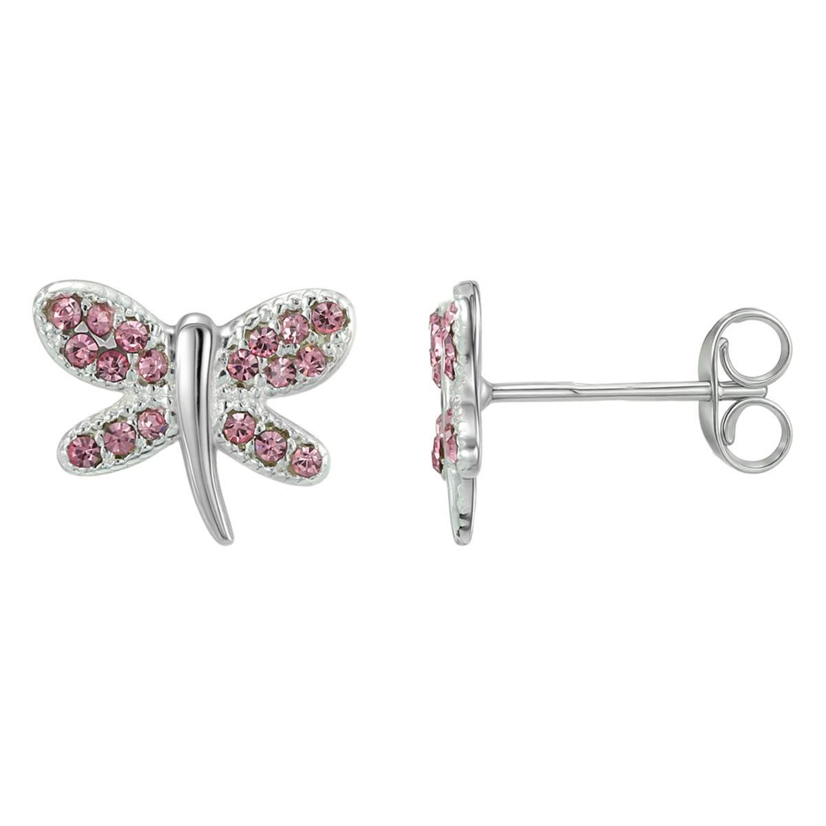 Click here for Sterling Silver Pink CZ Butterfly Stud Earrings prices