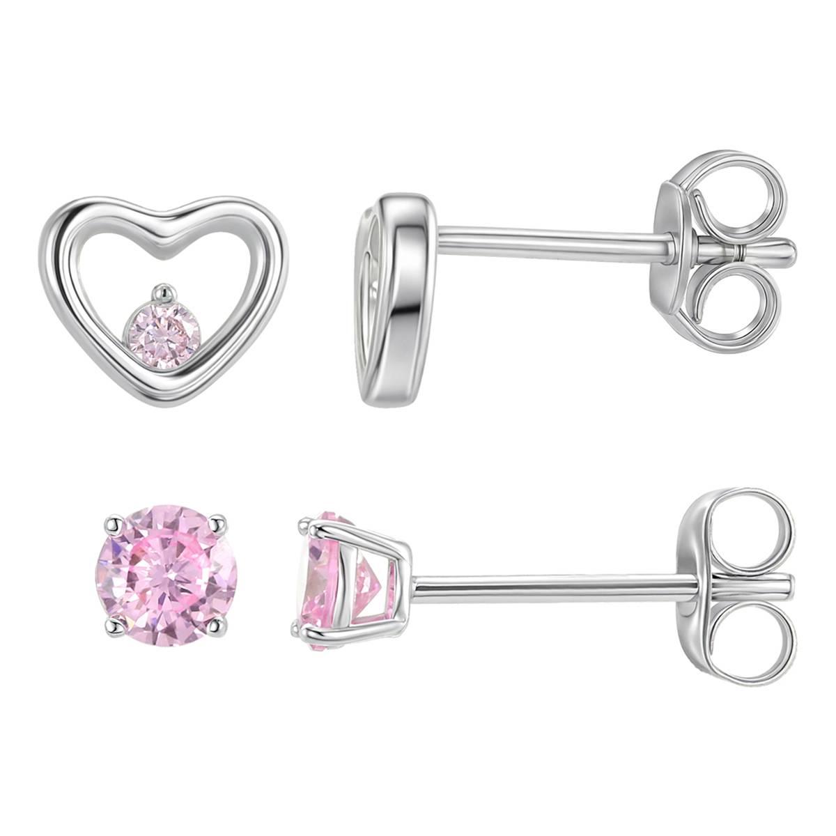 Click here for Sterling Silver CZ & Open Heart Stud Earring Set prices