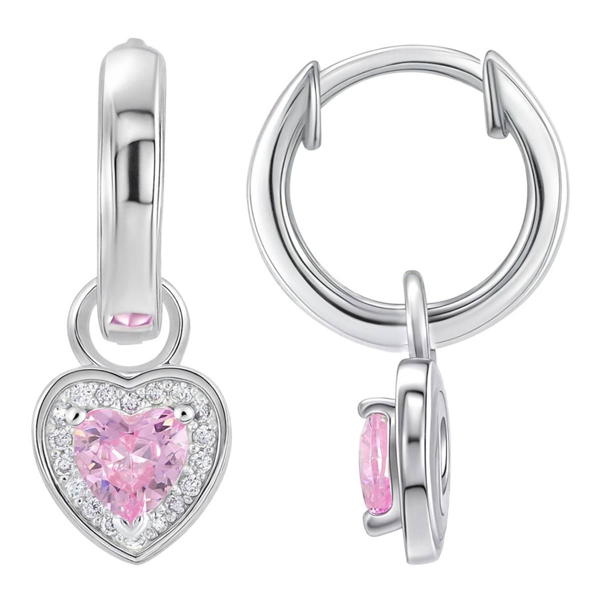 Click here for Sterling Silver Endless Hoop with Pink CZ Heart Ch... prices