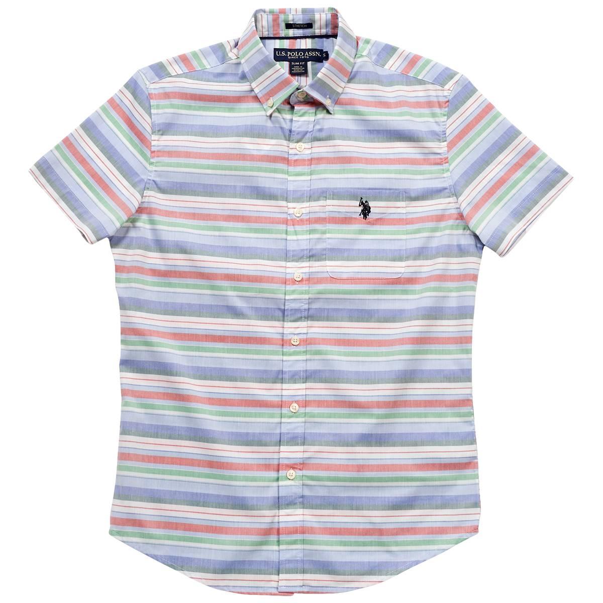 Click here for Mens U.S. Polo Assn.(R) Slim Fit Pastel Striped Bu... prices