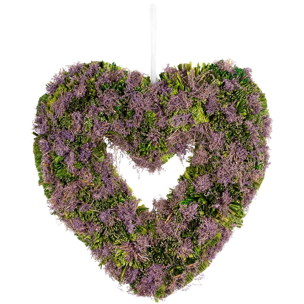Northlight 14.5in Purple Moss And Green Twig ValentineS Day Heart Wreath  One Size  Purple