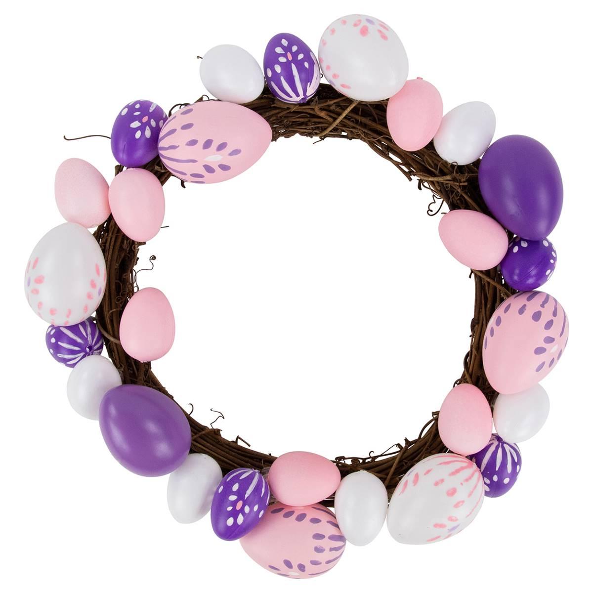 Northlight 10 Floral Stem Easter Egg Spring Grapevine Wreath - Yellow