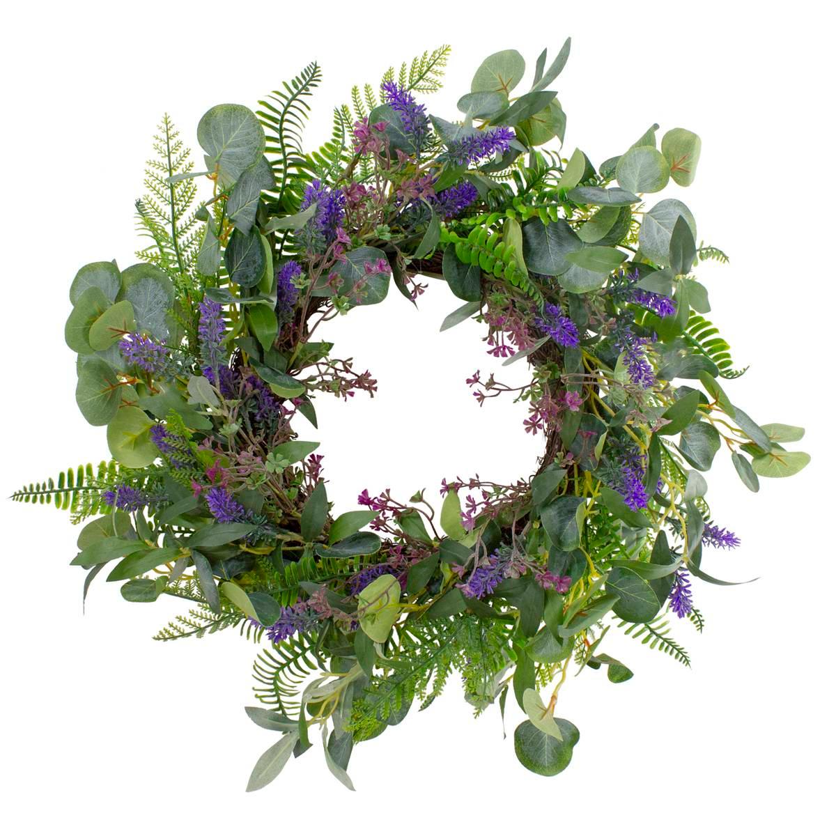 Northlight Seasonal Artificial Lavender & Mixed Foliage Wreath