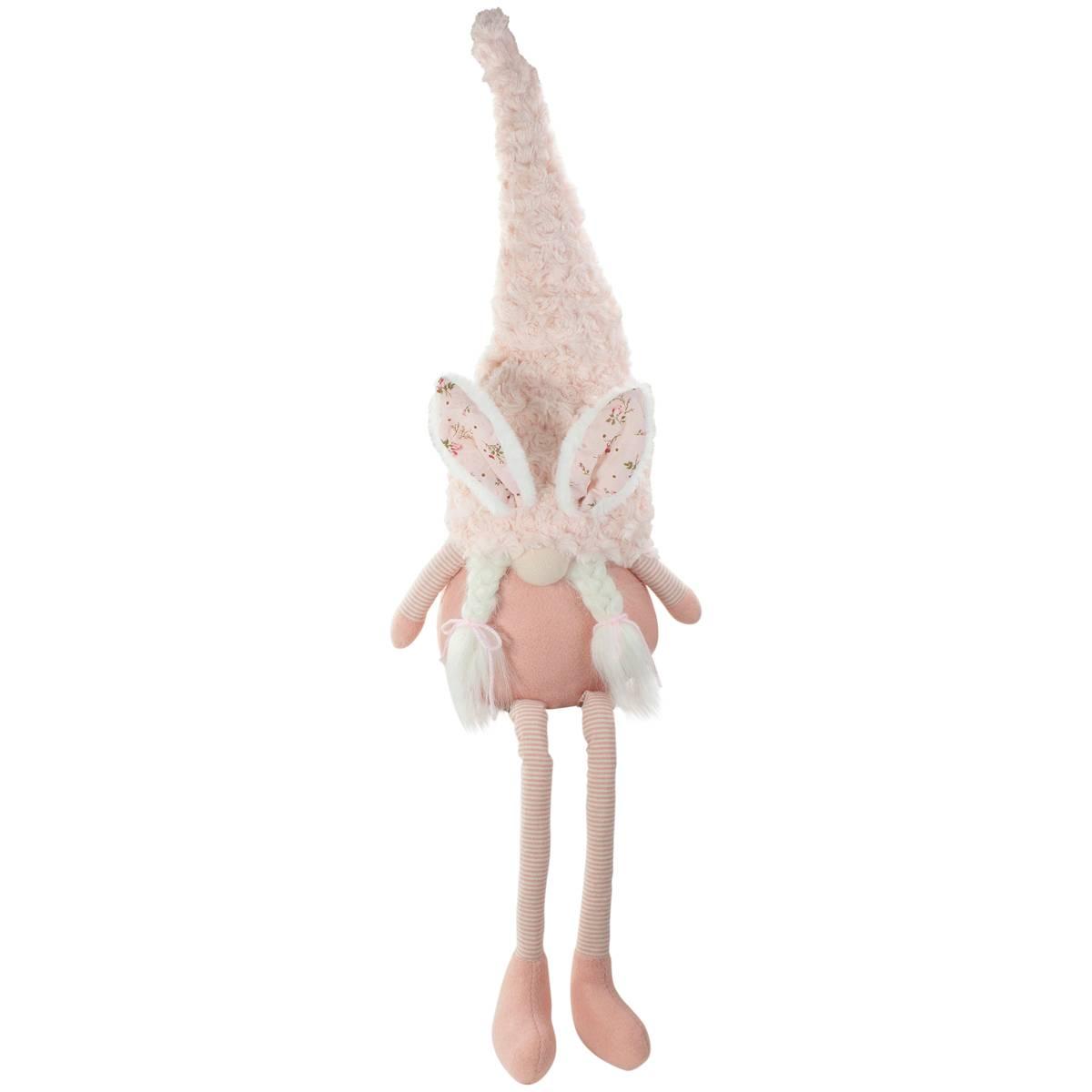 Sitting Easter Gnome with Bunny Ears and Dangling Legs  32 - Pink