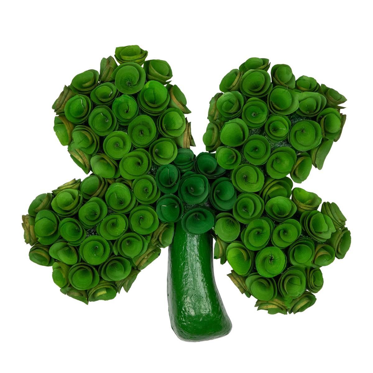 Northlight 14.5in Green Four Leaf Clover Wood Floral St. Patricks Day Tabletop Decor  One Size  Green