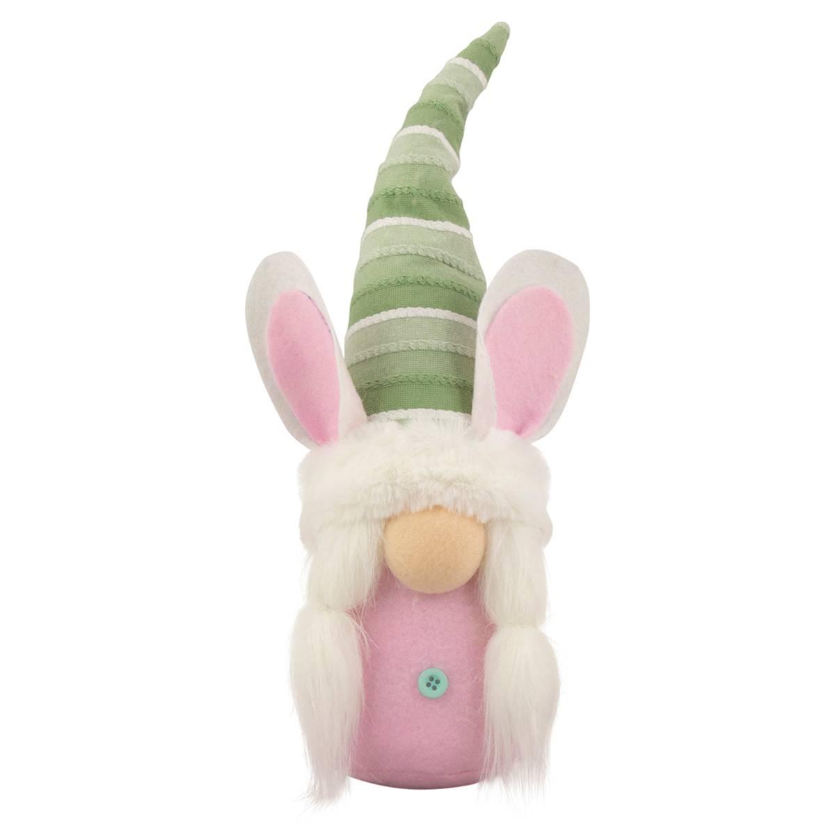Northlight 13in Pink And Green Girl With Bunny Ears Easter Gnome  One Size  Pink