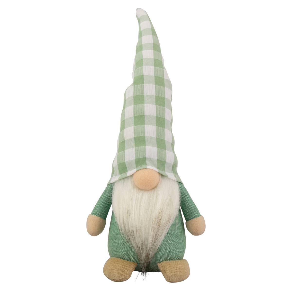 Northlight 12.25in Spring With Green Plaid Hat Gnome  One Size  Green