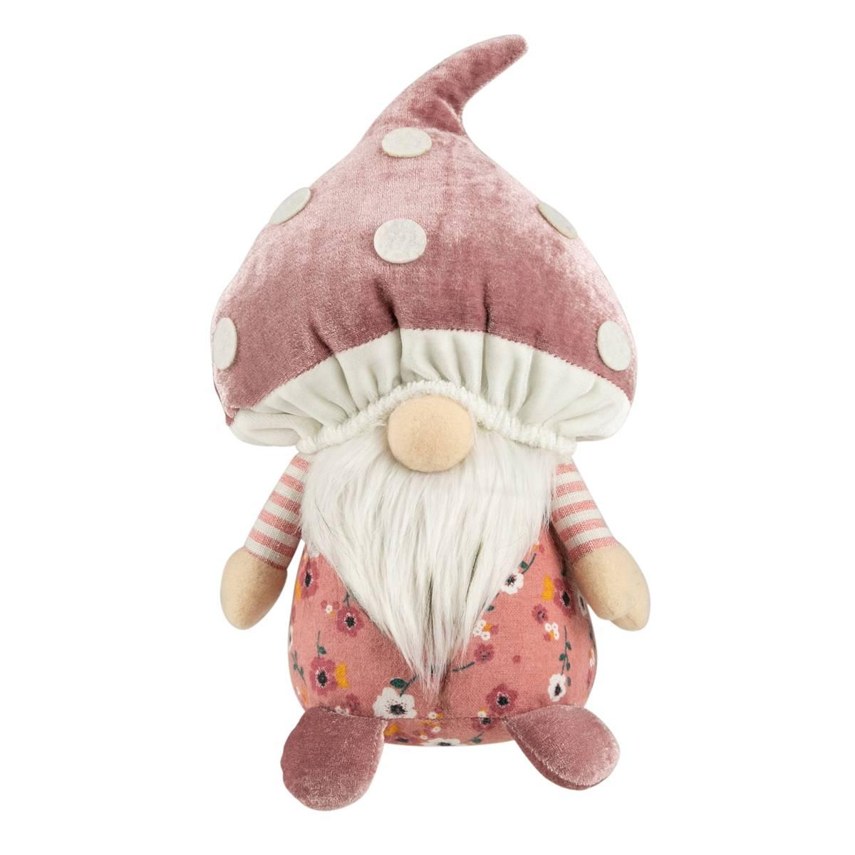 Northlight 10.5in Pink Floral Mushroom Gnome  One Size  Pink