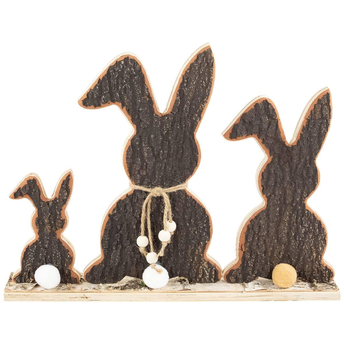 Click here for Northlight Seasonal Rabbit Trio Wooden Tree Bark E... prices