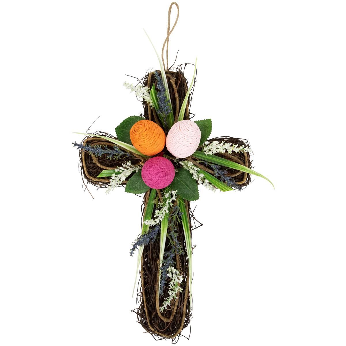 Click here for Northlight Seasonal Twig Cross with Easter Eggs Wa... prices