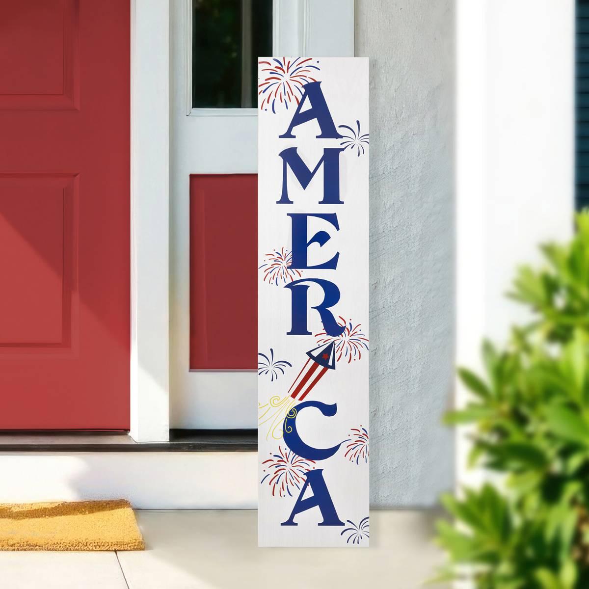 Northlight America Fireworks Porch Sign  One Size  Blue