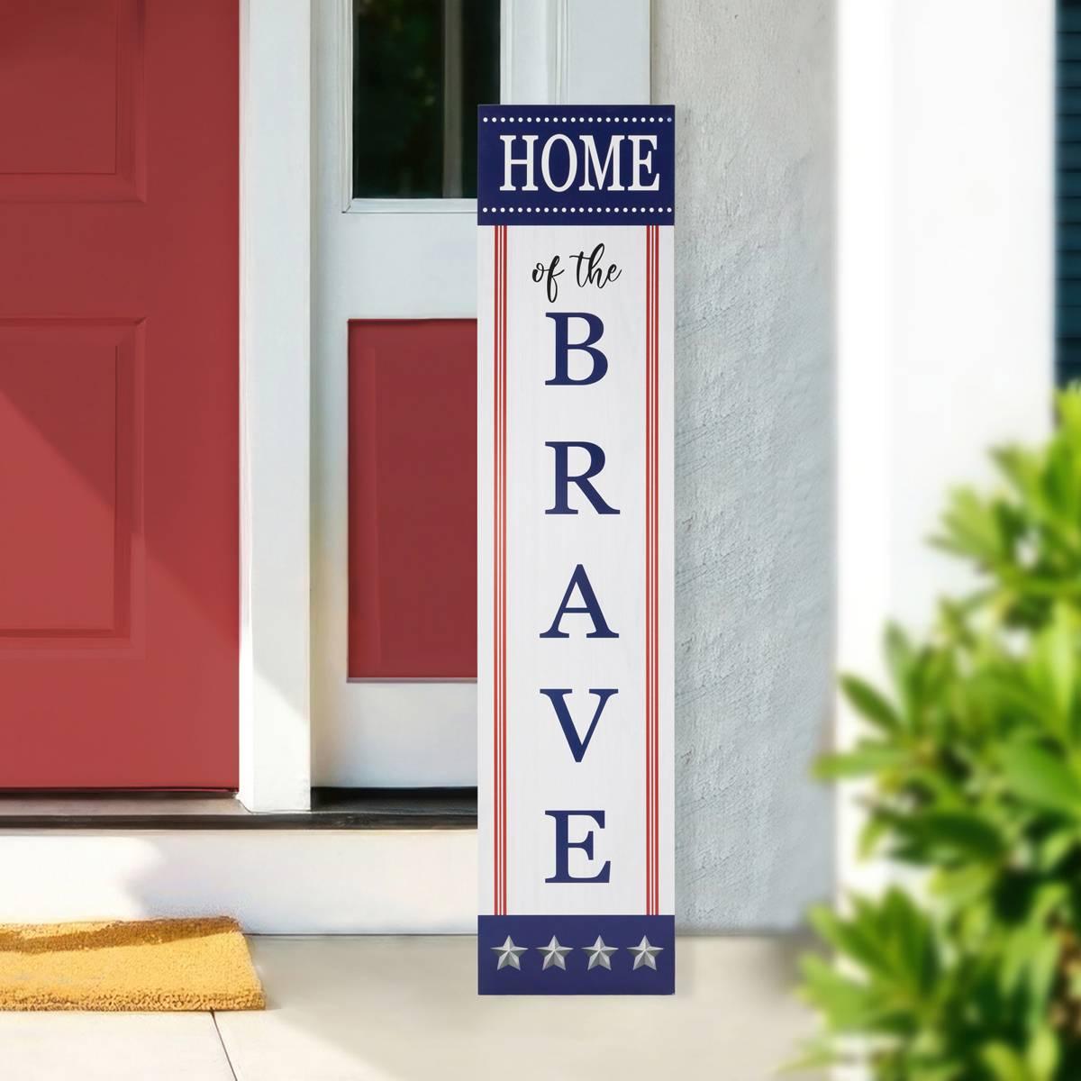 Northlight Home Of The Brave Porch Sign  One Size  White