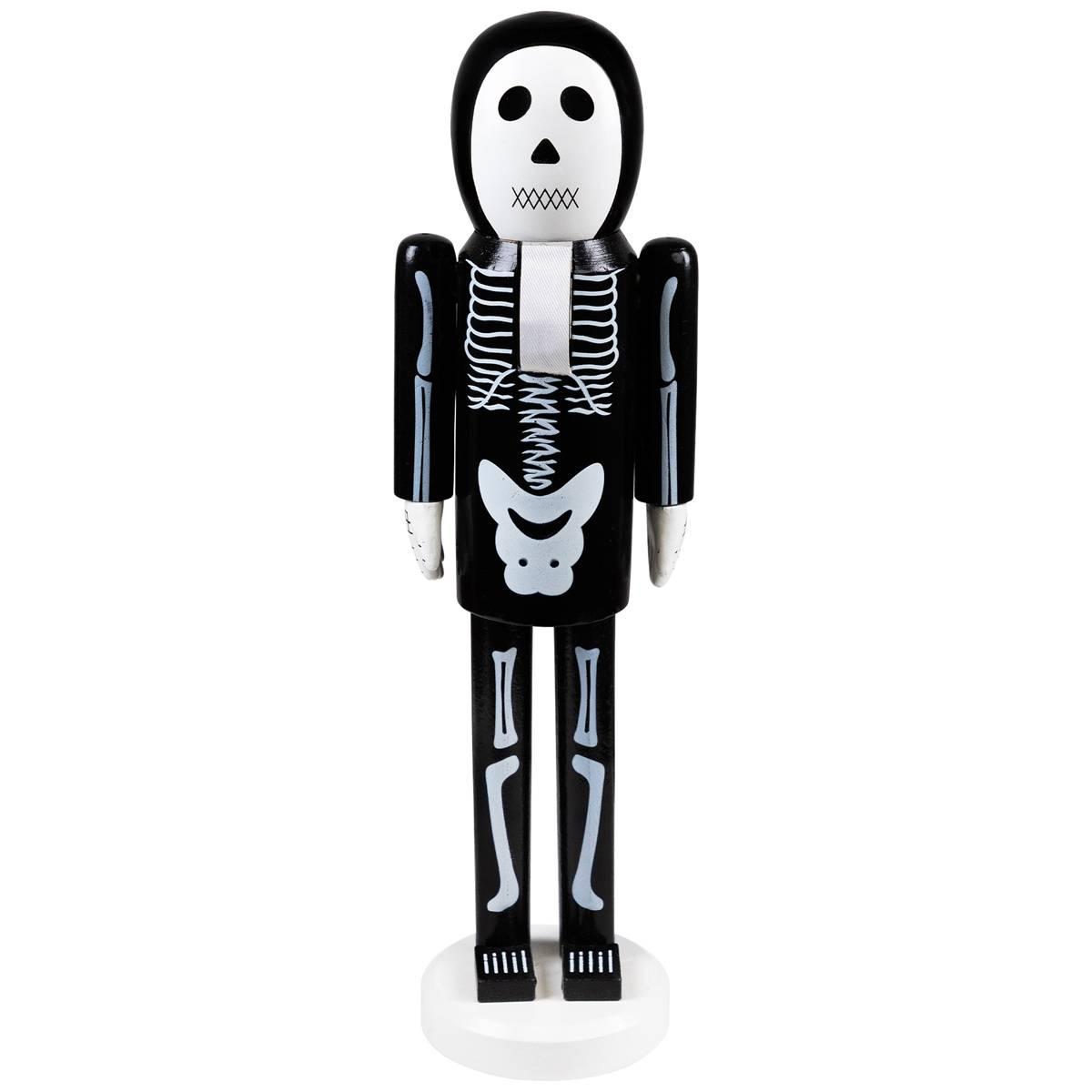 Northlight 14in Black And White Skeleton Wood Nutcracker  One Size  Black