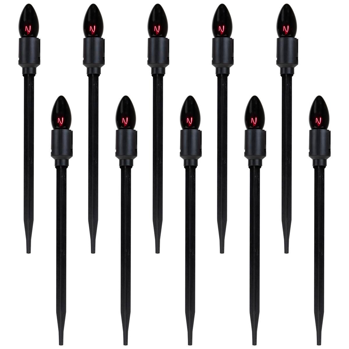 C9 Bulb Halloween 10 Piece Pathway Markers with 8.75 Black Wire Set - Purple