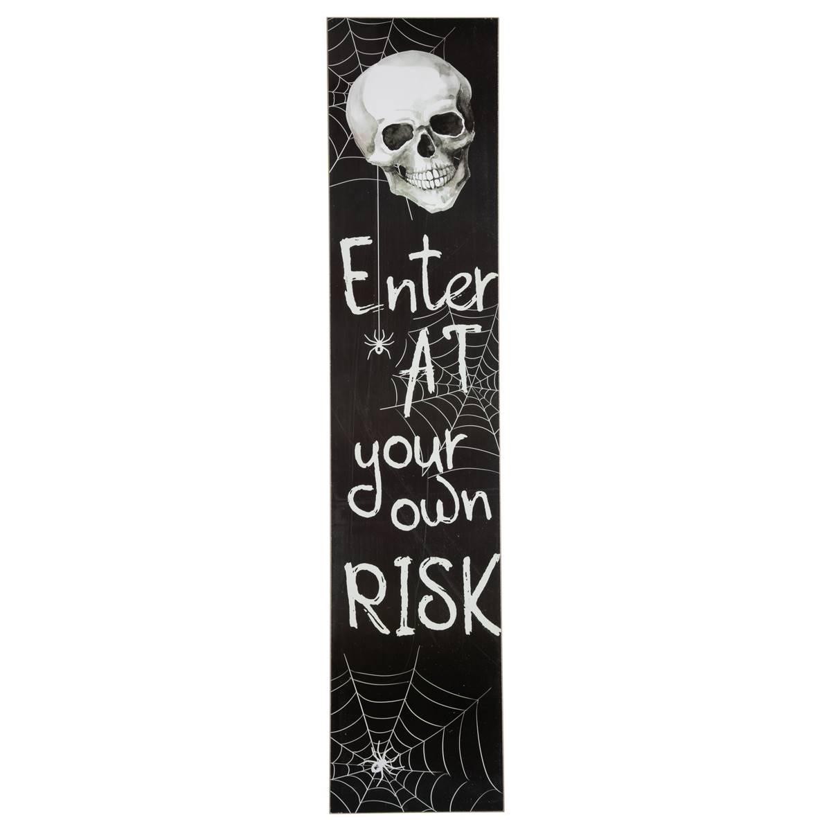 Northlight 36in Enter At Your Own Risk Porch Leaner Halloween Yard Art  One Size  Black