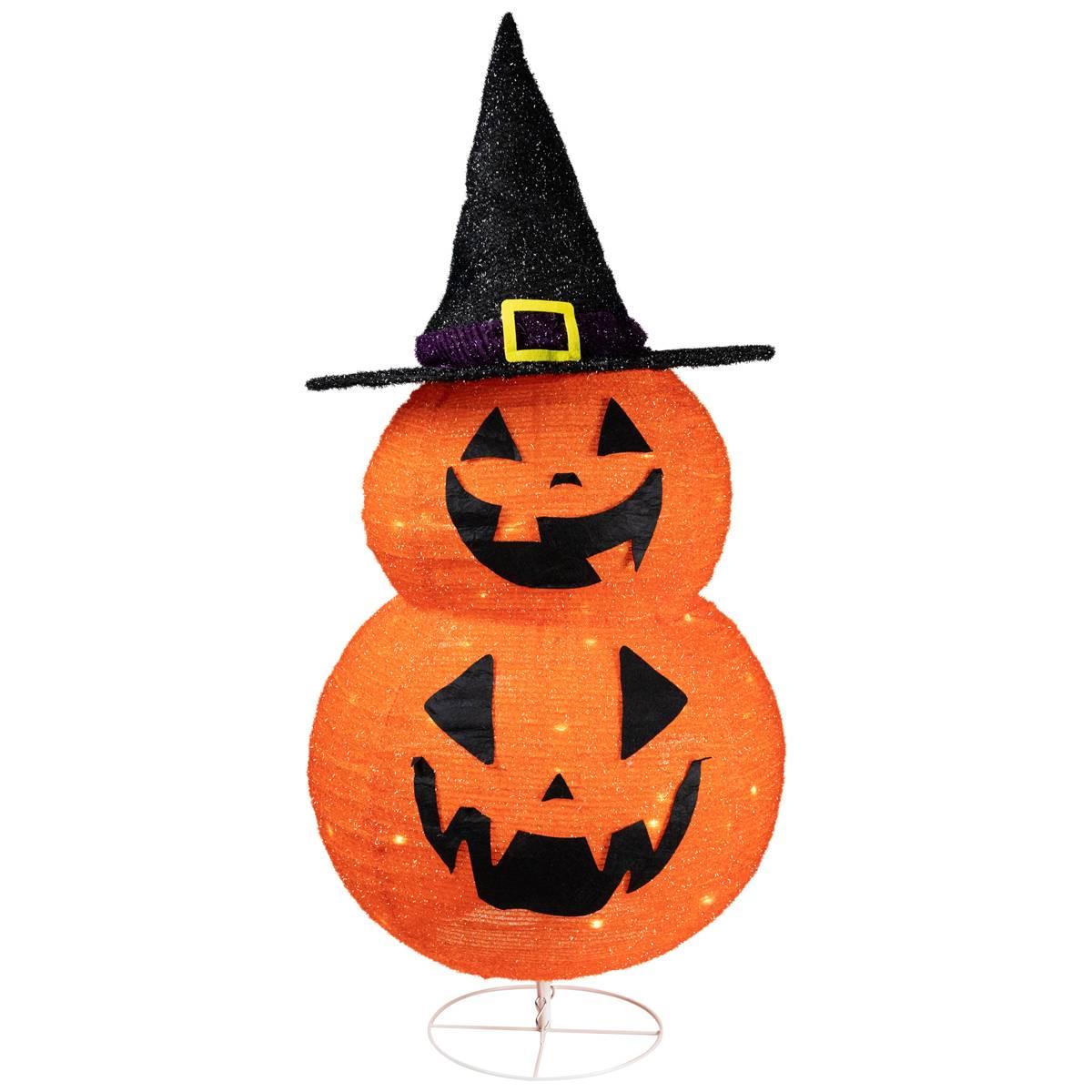 34in Jack-O-Lanterns in Witchs Hat Outdoor Halloween Decoration  One Size  Orange