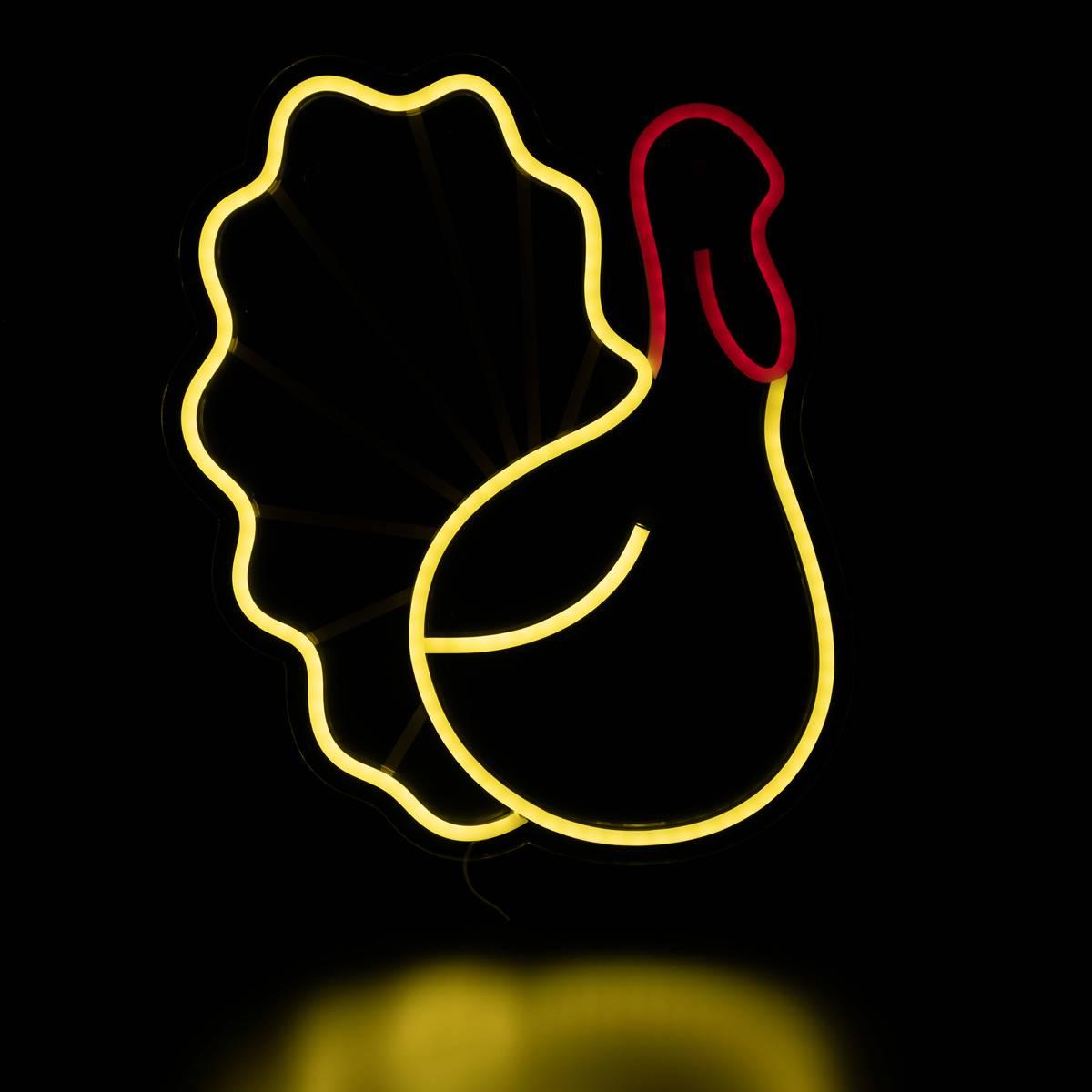 Northlight 15 Led Lighted Neon Style Fall Harvest Turkey Window Silhouette - Yellow