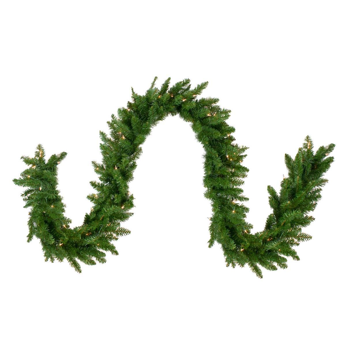9 x 12 Pre-Lit Eastern Pine Artificial Christmas Garland - Clear Lights  One Size  Green