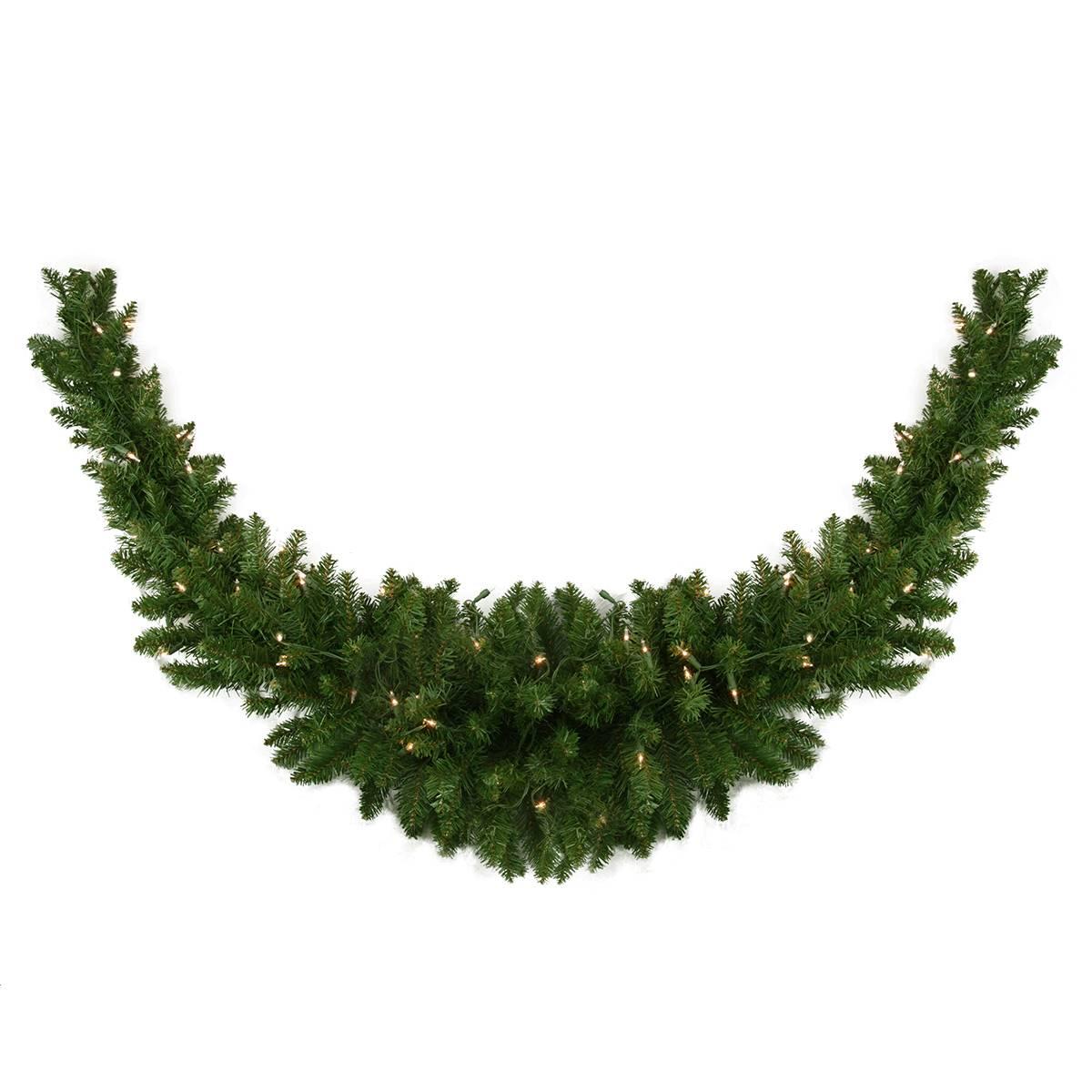 60 Pre-Lit Eastern Pine Artificial Christmas Swag - Clear Lights  One Size  Green