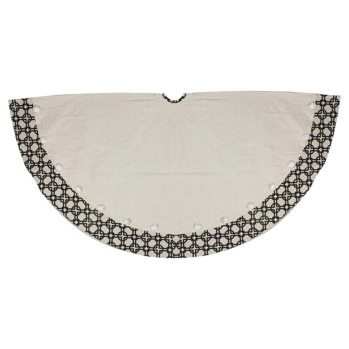 54 Black and White Rhinestone Christmas Tree Skirt  One Size  Black