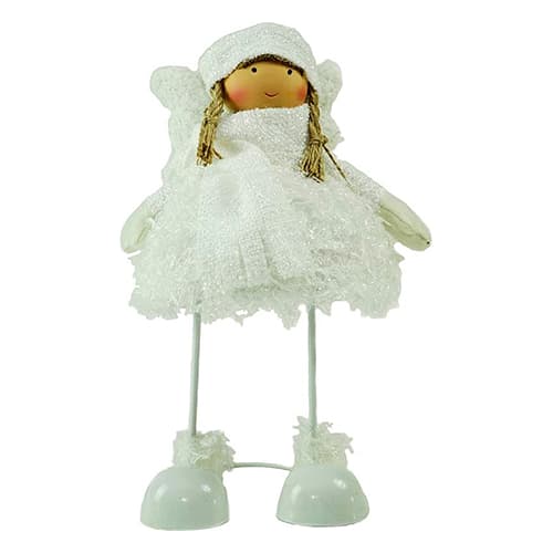 Northlight Snowy Woodlands Plush Angel Bobble Girl Christmas Figure - White