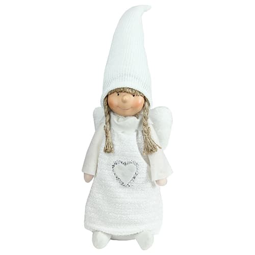 19.25 White Snowy Woodlands Girl Angel Christmas Tabletop Figurine  One Size  White