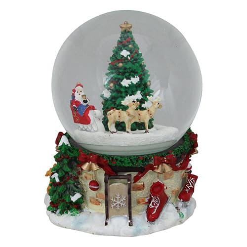 Northlight Musical Santa on Sleigh Rotating Christmas Snow Globe
