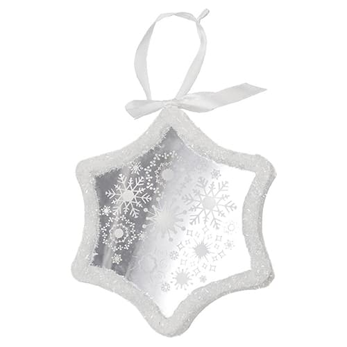 9 White Pre-Lit LED Sparkle Snowflake Scene Christmas Ornament  One Size  White