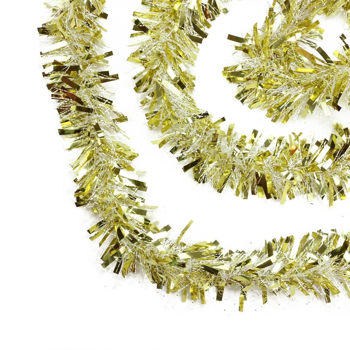 Northlight 50 Gold and White Wide Cut Christmas Tinsel Garland - Unlit - Gold
